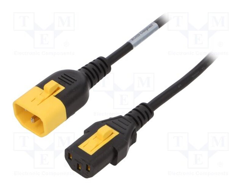 3-100-361 Cable; 3x18AWG; IEC C13 female,IEC C14 male; PVC; 3m; black ...