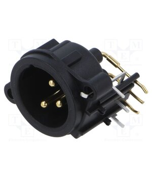 NC3MAH-S Connector: XLR; socket; male; PIN: 3; angled 90°; THT; black ...