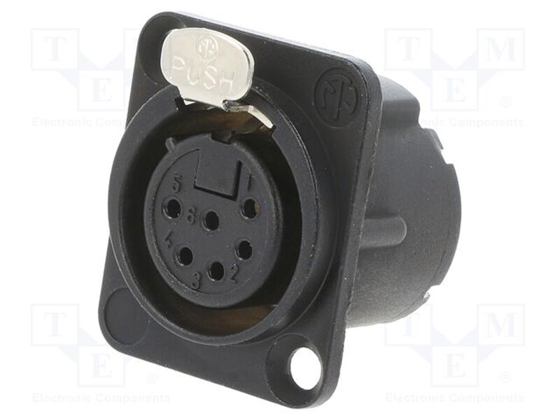 NC6FD-LX-B Connector: XLR; socket; female; PIN: 6; straight; with push ...