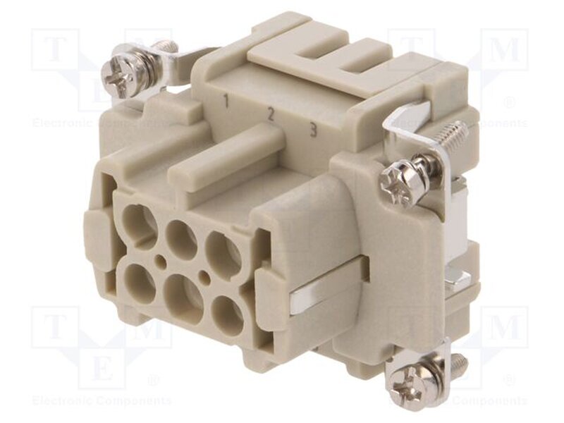 DE-006-FS Connector: HDC; contact insert; female; DE; PIN: 6; 6+PE ...
