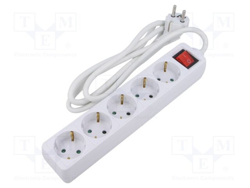 SPG4-C-6 Plug socket strip: protective; Sockets: 5; 250VAC; 16A; white ...