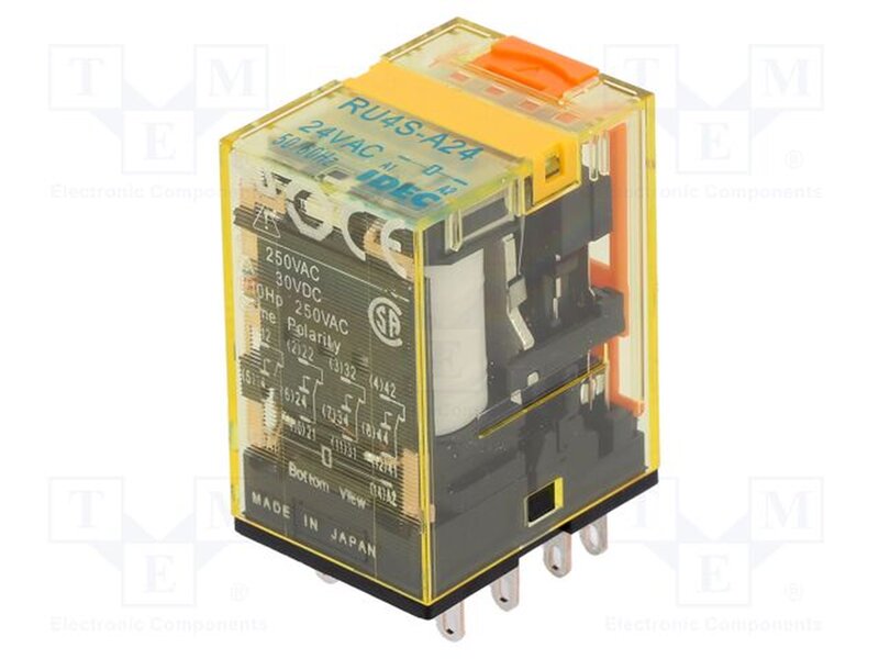 RU4S-A24 Relay: electromagnetic; 4PDT; Ucoil: 24VAC; Icontacts max: 6A ...